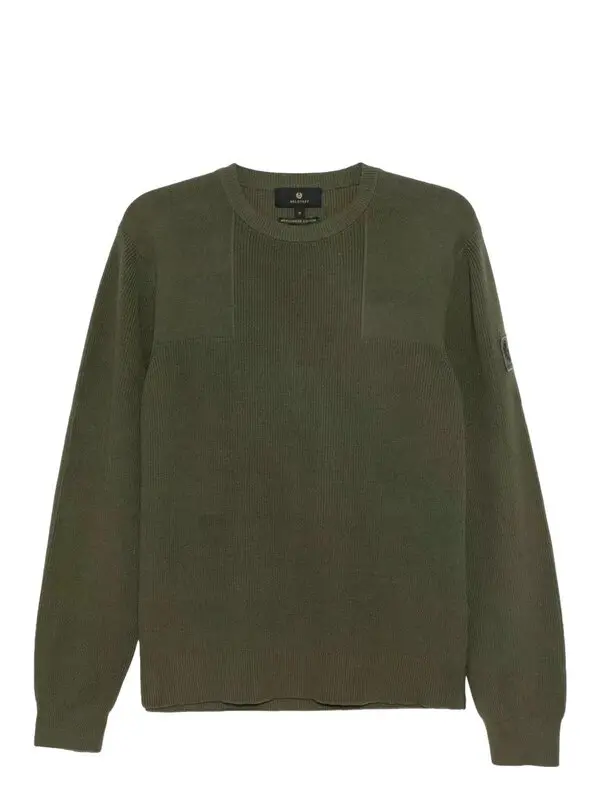 Belstaff Logo-appliqué Cotton Jumper - Green
