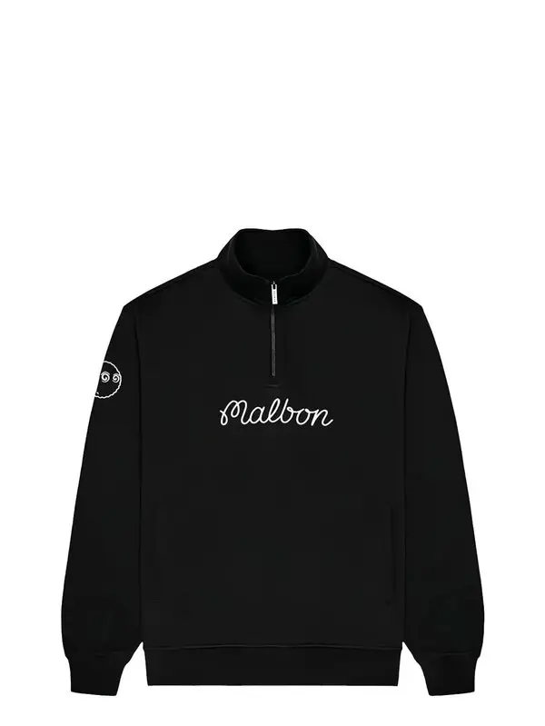 MALBON Collegiate Half-zip Sweatshirt - Black
