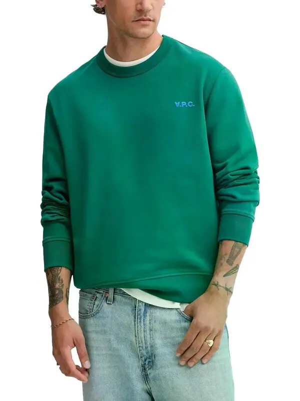 A.p.c. Logo-embroidered Crew-neck Sweatshirt - Green