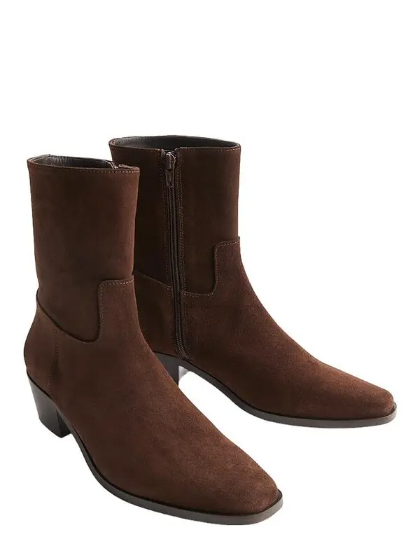 Whistles Western Suede Ankle Boots - Chocolate