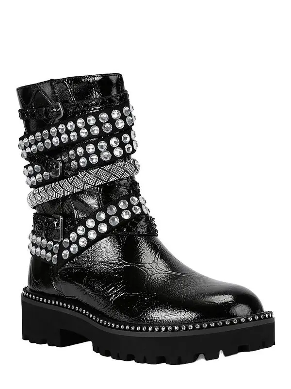 Kurt Geiger Strappy Studded Boots - Charcoal