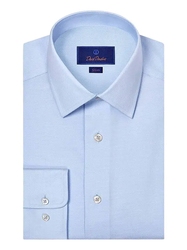 David Donahue Slim Fit Stretch Twill Solid Dress Shirt - Sky