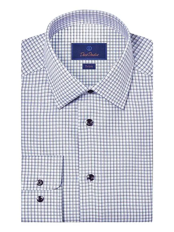 David Donahue Slim Fit Printed Dress Shirt - Blue/ Purple