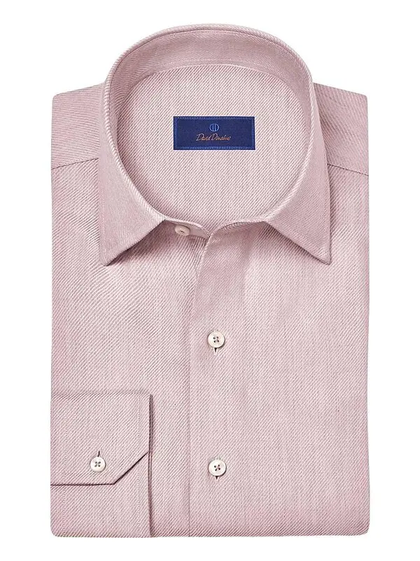 David Donahue Cashmere Blend Twill Solid Sport Shirt - Lilac