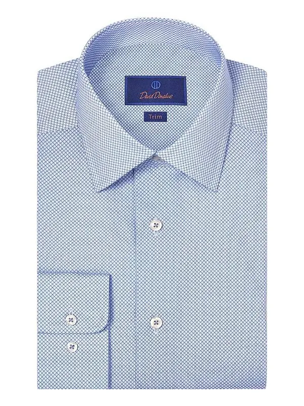 David Donahue Slim Fit Printed Dress Shirt - Sky