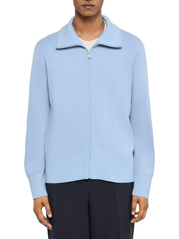 Sandro Wool Trucker Cardigan - Sky Blue