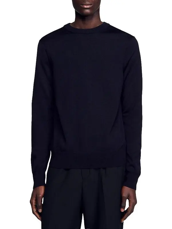 Sandro Merino Wool Sweater - Navy Blue