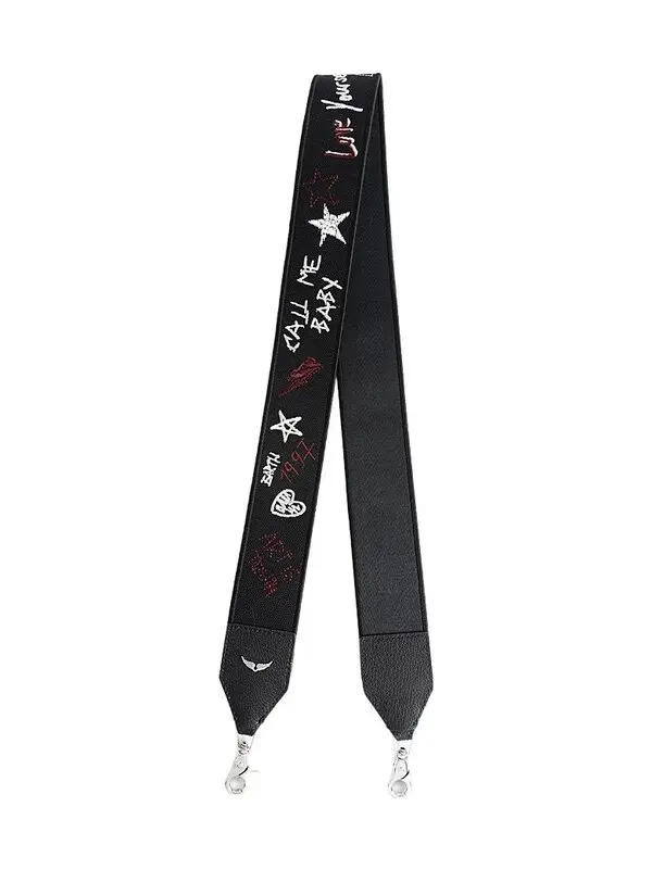 Zadig&Voltaire Canvas Embroidered Bag Strap - Black