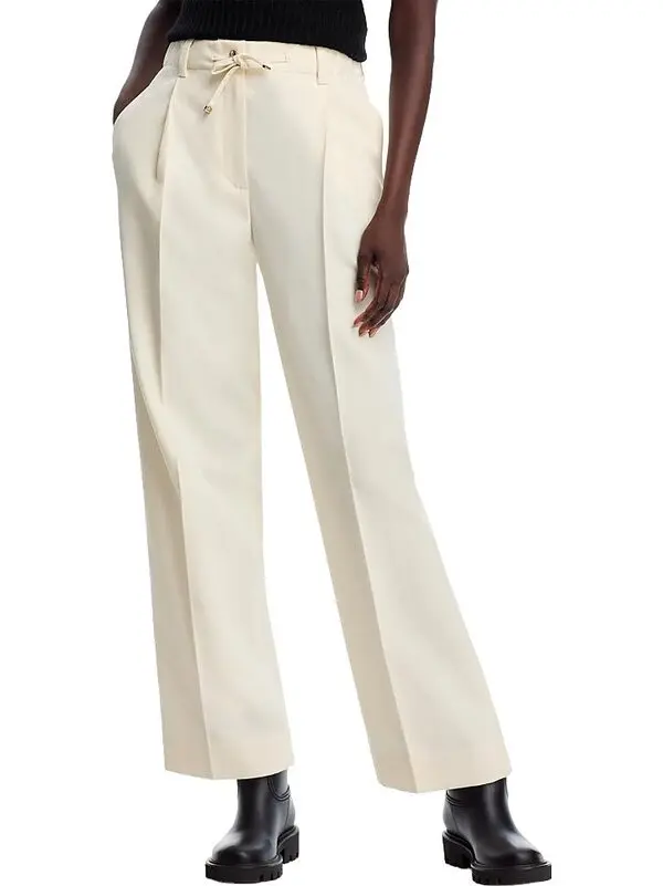 Moncler Wool Wide-leg Trousers - Cream