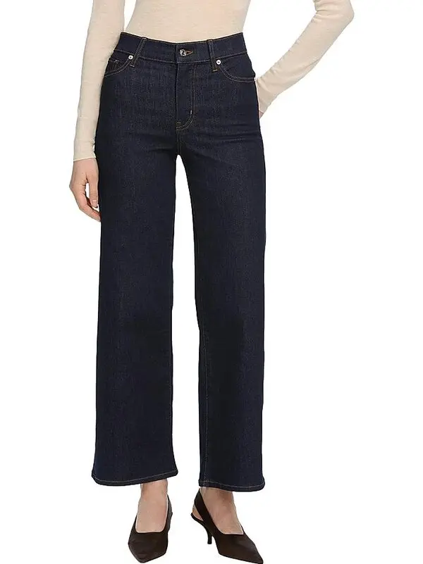 FRAME Le Slim High-rise Palazzo Crop Jeans - Rinse