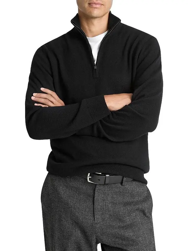 Vince Quarter Zip Cashmere Sweater - Black