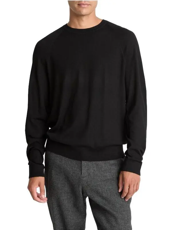 Vince Featherweight Wool-cashmere Crew Neck Sweater - Black