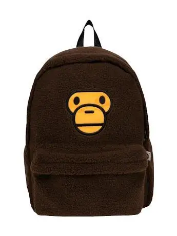 A BATHING APE Baby Milo Sherpa Fur Backpack - Brown