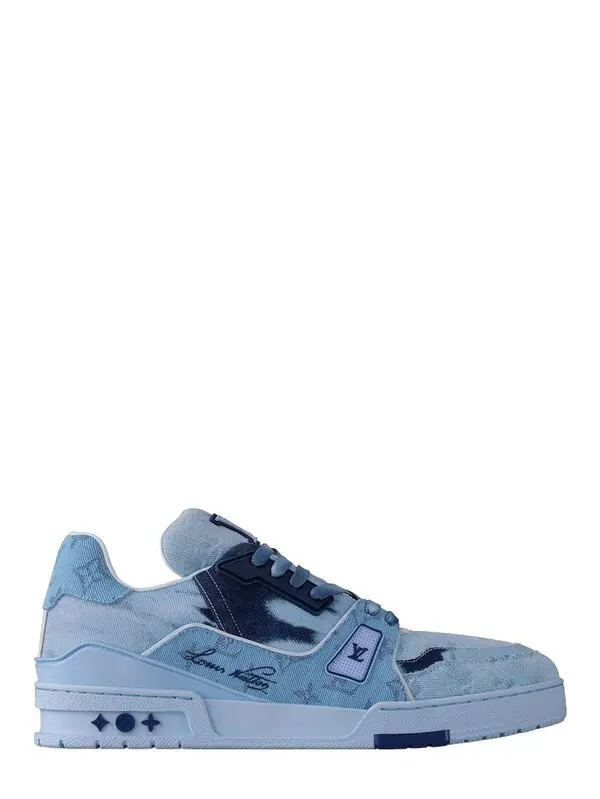 LOUIS VUITTON Trainer Bleached Monogram Denim Sneakers - Blue