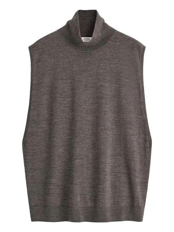 Cos Merino Wool Roll-neck Vest - Gray