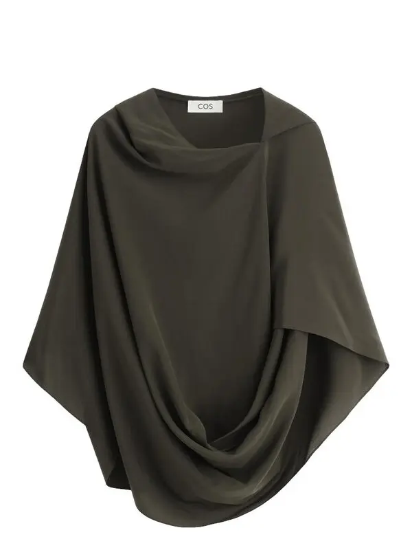 Cos Hooded Mulberry Silk Top - Brown