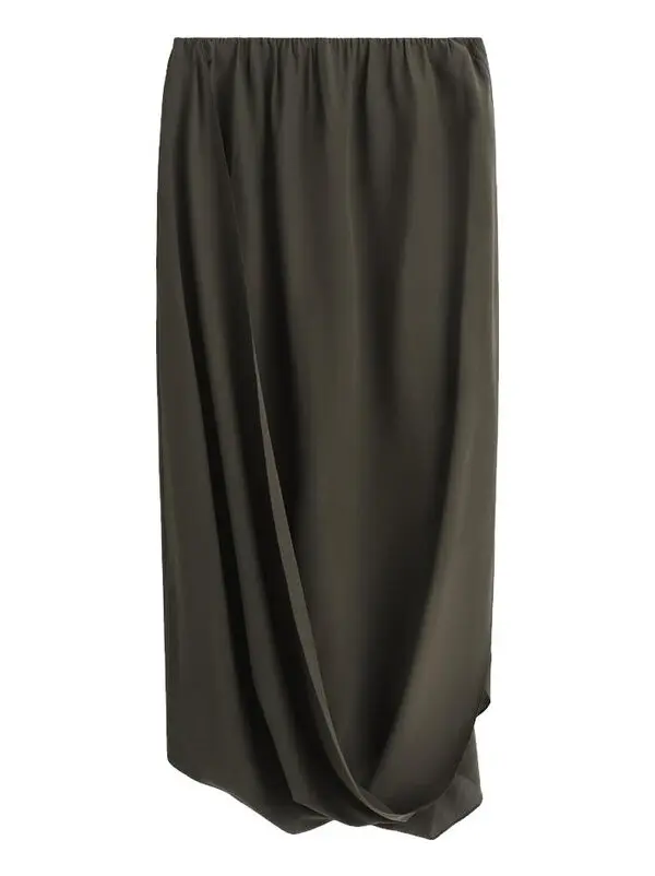 Cos Draped Silk Midi Skirt - Brown