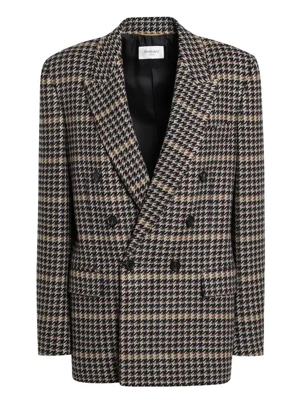 Saint Laurent Double-breasted Checked Jacket - Multicolor