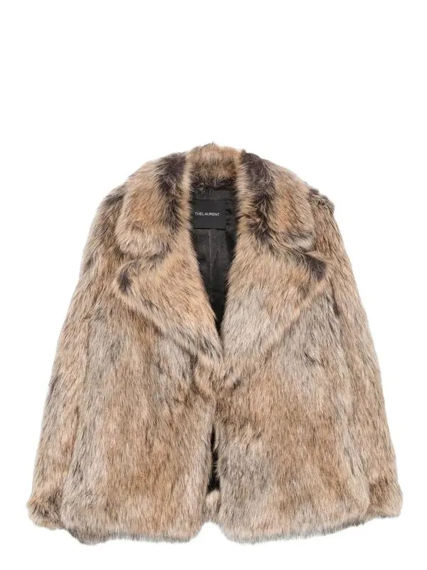 THELAURENT Jacket Faux Fur Notched Collar - Beige