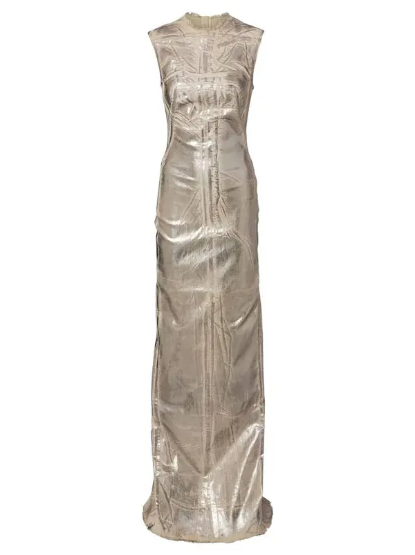 Rick Owens Coated Denim Maxi Dress - Silver
