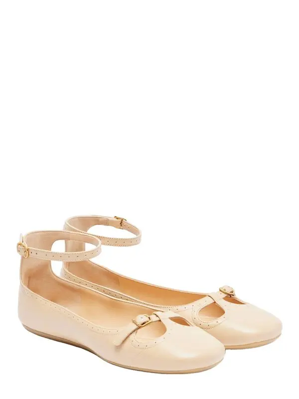 Chloé Misty Leather Ballet Flats - Beige