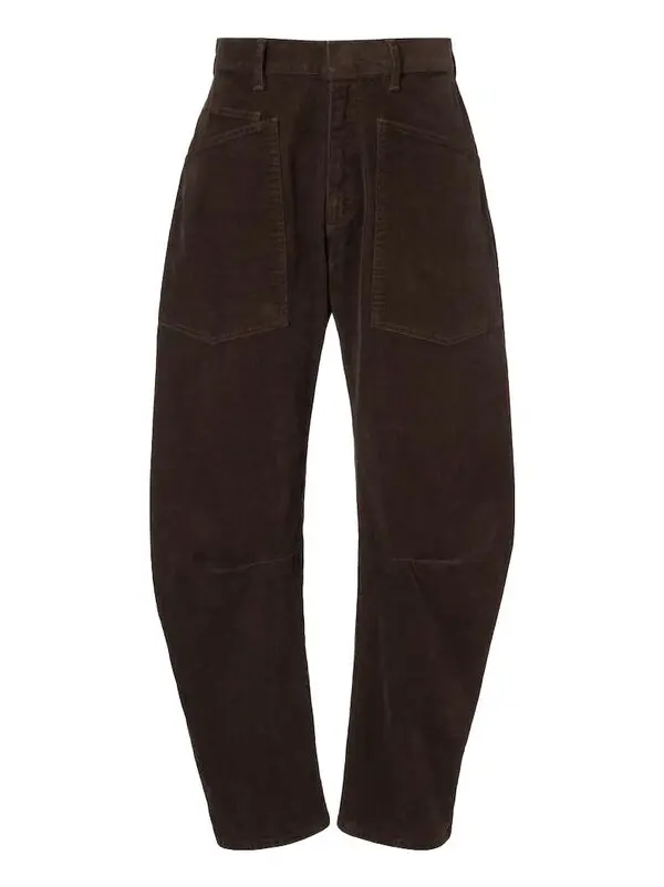 NILI LOTAN Shon Cotton-blend Corduroy Barrel-leg Pants - Brown