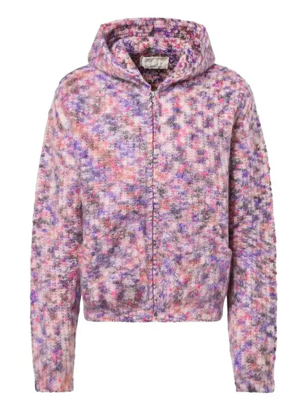 ERL Hooded Wool, Mohair, And Cotton-blend Cardigan - Pink