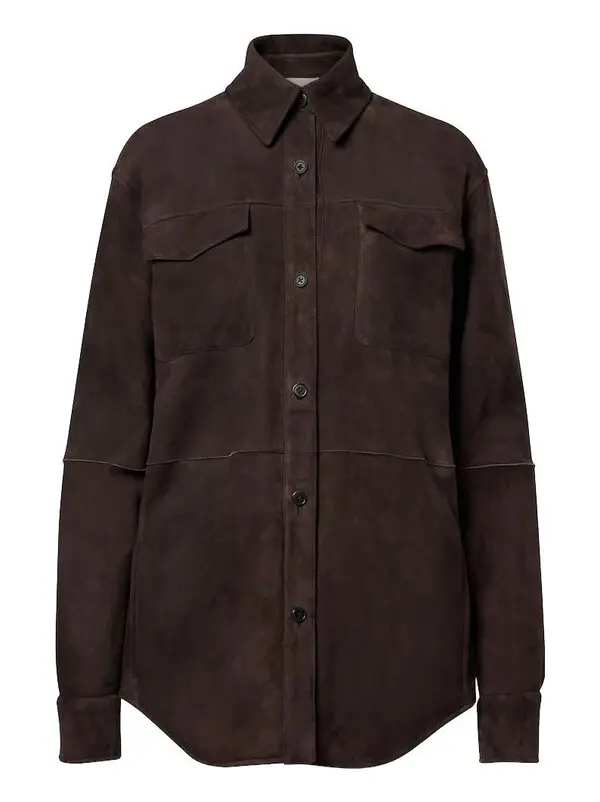 THE ROW Gwena Suede Overshirt - Brown
