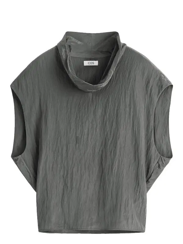 Cos Crinkled-satin Top - Gray