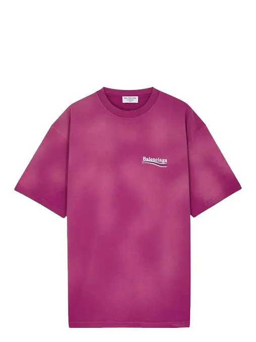 Balenciaga Embroidered Dyed Political Campaign Logo T-shirt - Washed Pink