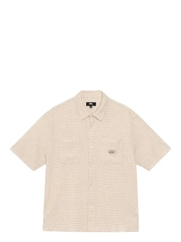 StÜssy Crinkled Check Short Sleeve Shirt - Tan