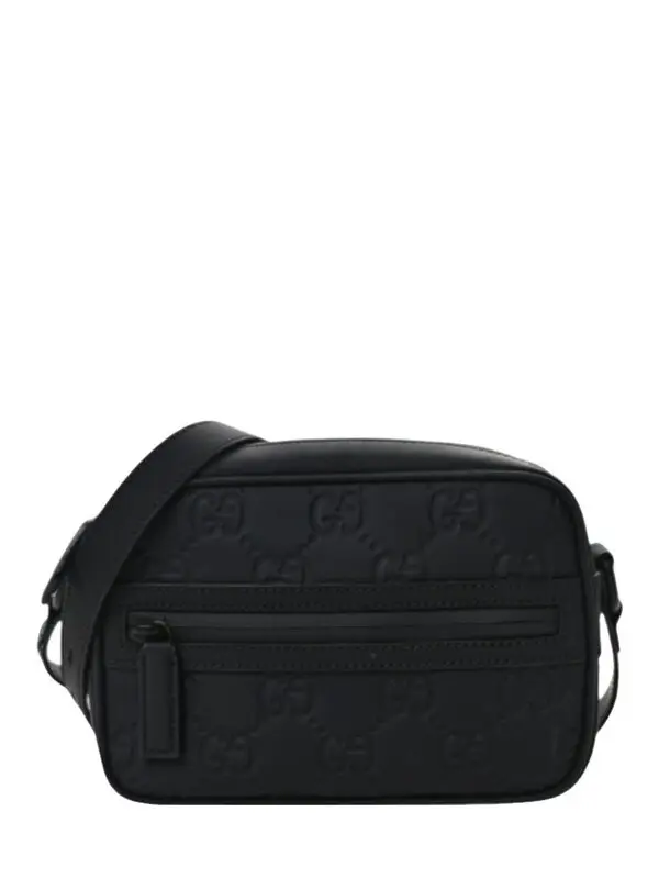 Gucci Rubber Effect Monogram Crossbody - Black