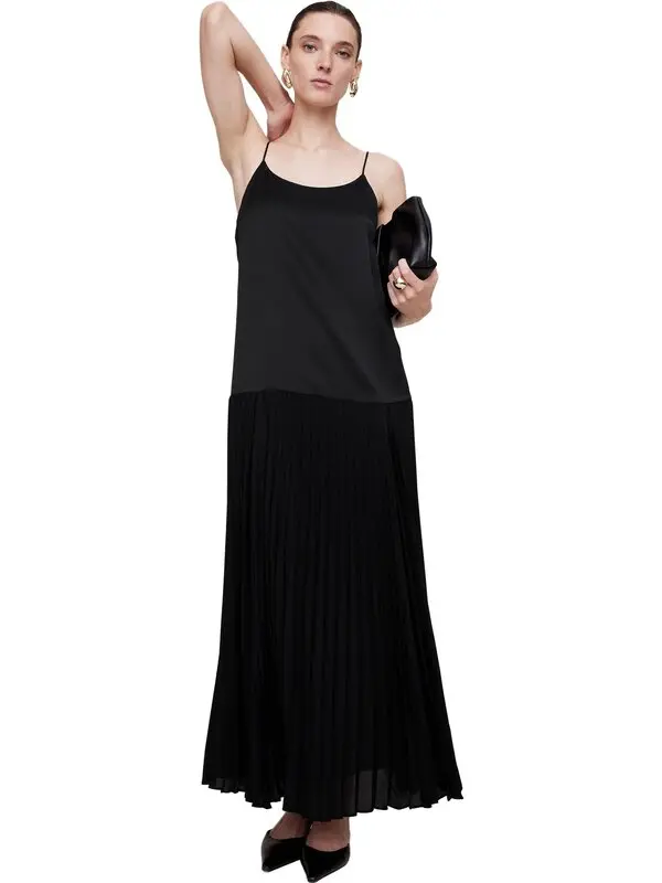 Banana Republic Pleated Drop-waist Maxi Dress - Black