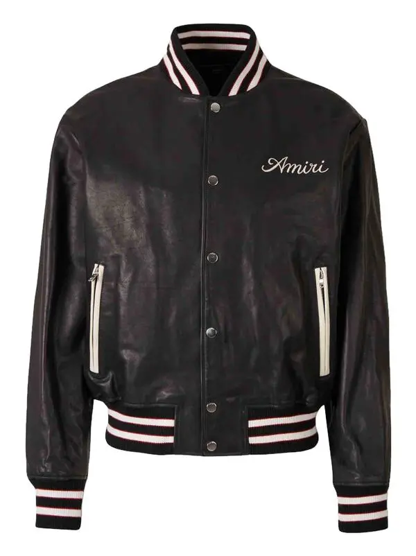 Amiri Leather Bomber Jacket - Black
