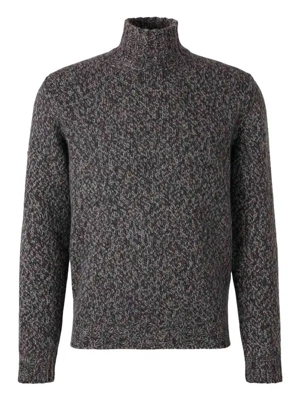 Fedeli High Collar Alpaca And Wool Knit Sweater - Grey