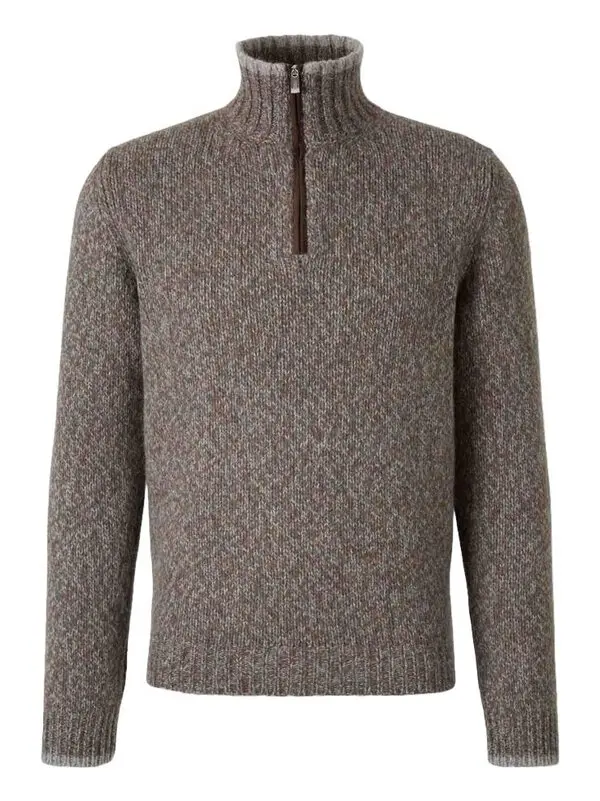 Fedeli High Collar Sweater - Brown