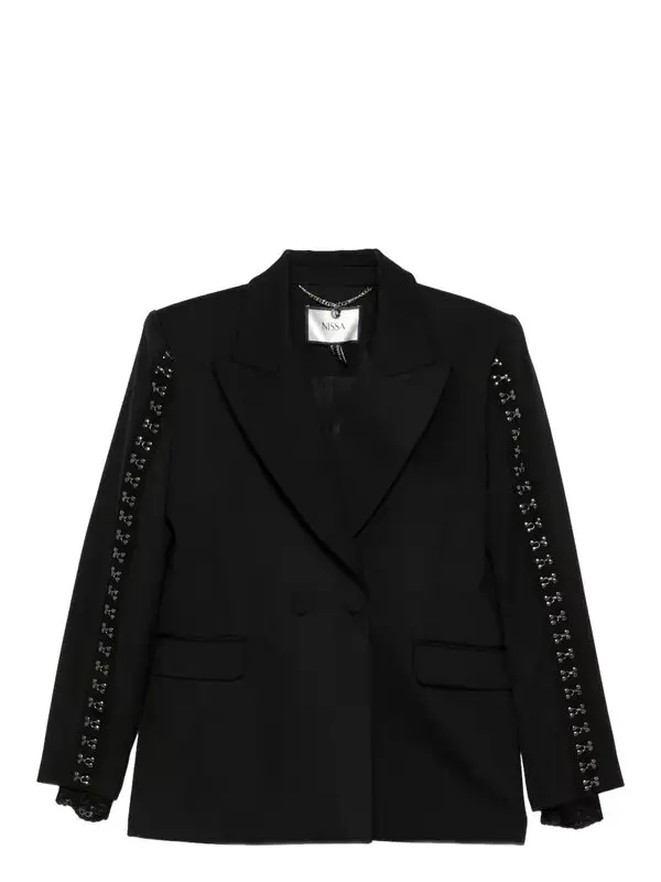 NISSA Embellished Double-breasted Jacket - Black