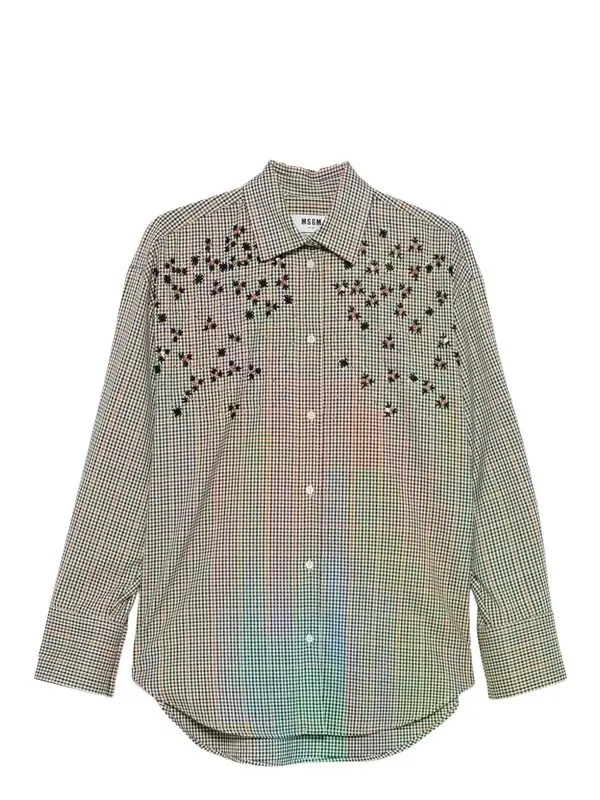 MSGM Gingham Embroidered Shirt - Neutrals
