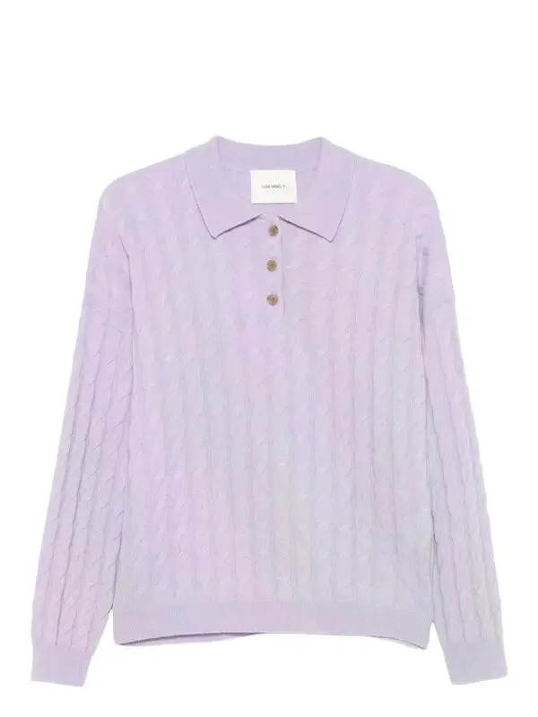 LISA YANG Cable-knit Polo Top - Purple