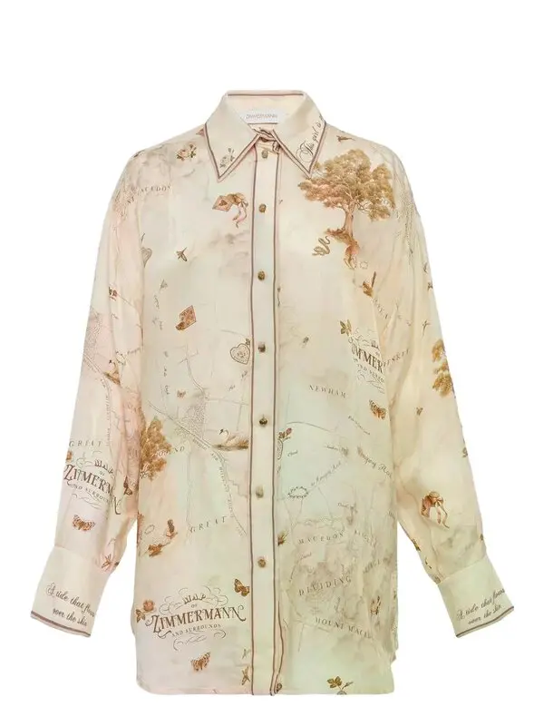 Zimmermann Map-print Shirt - Neutrals