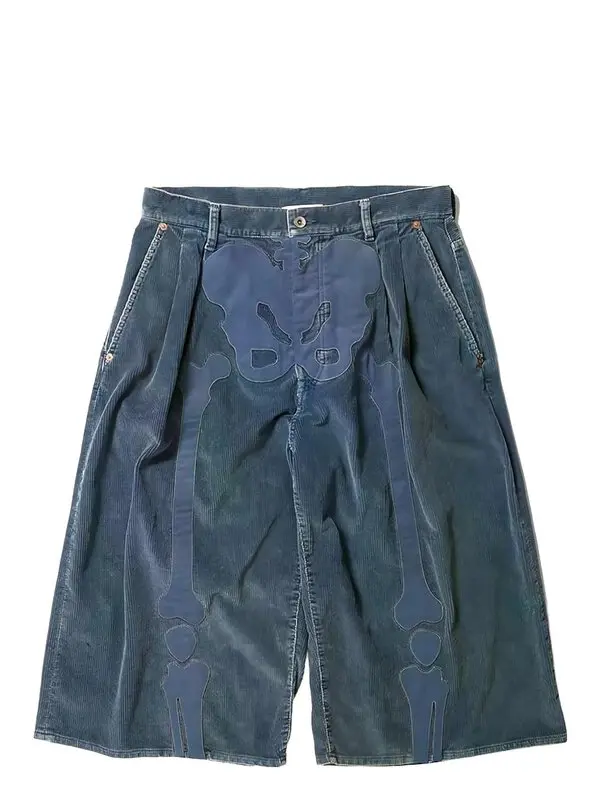 DOUBLET Bone-appliqué Corduroy Shorts - Blue