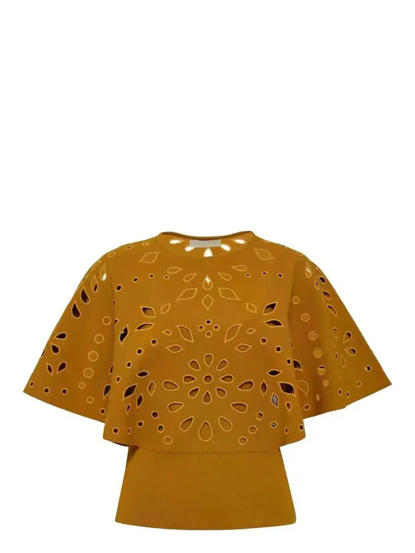 Ulla Johnson Cape-sleeve Laser-cut Blouse - Yellow