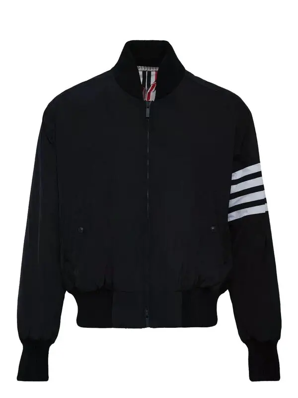 Thom Browne 4-bar Striped-panel Bomber Jacket - Blue