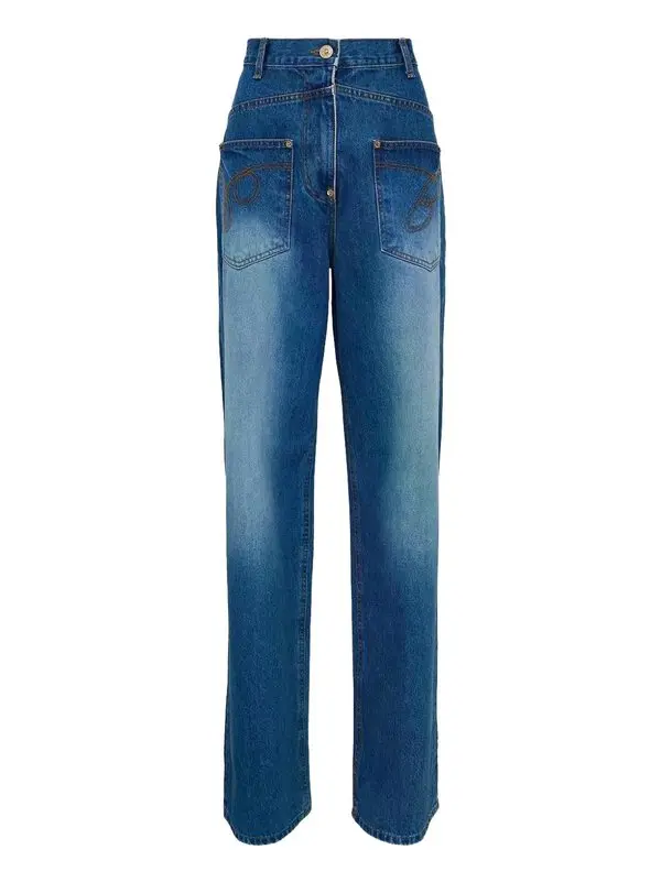 PUSHBUTTON Re-puzzled Straight-leg Jeans - Blue