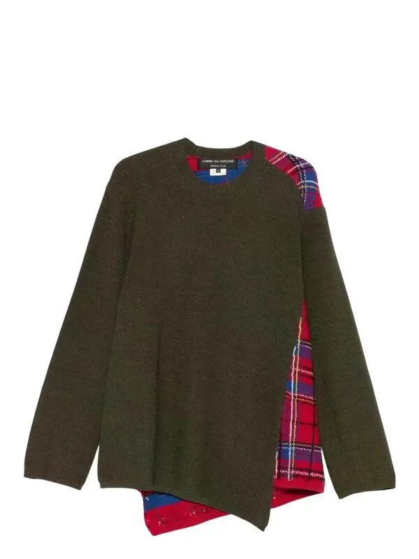 Comme Des Garçons Plaid Paneled Sweater - Green