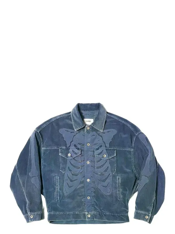 DOUBLET Skeleton-appliqué Corduroy Jacket - Blue
