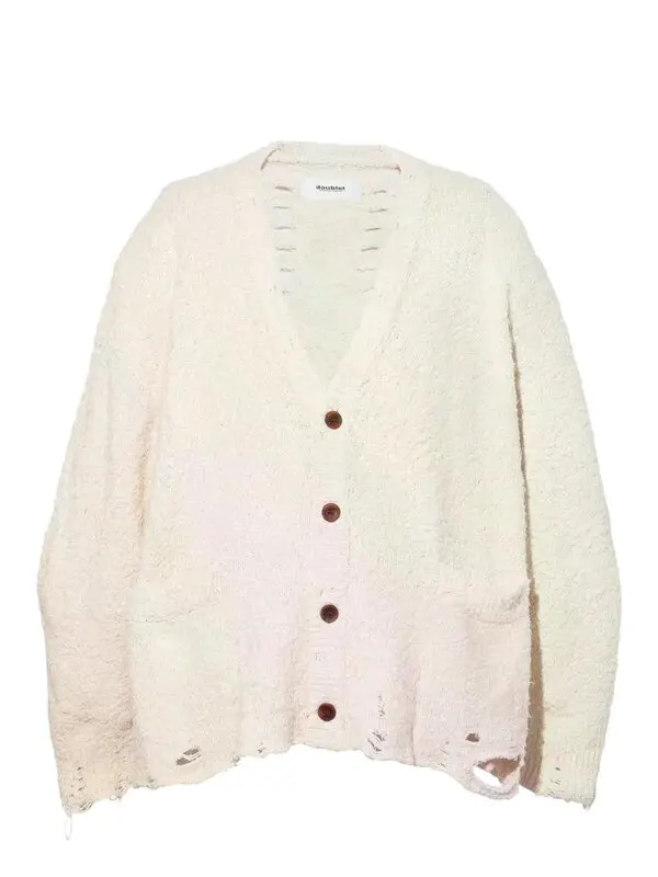 DOUBLET Distressed Button Cardigan - Neutrals