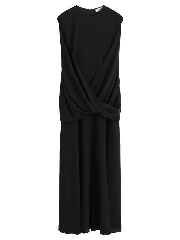 Cos Draped Silk Maxi Dress - Black