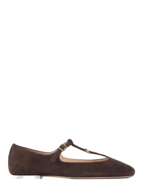 Chloé Marcie Embellished Suede Ballet Flats - Brown