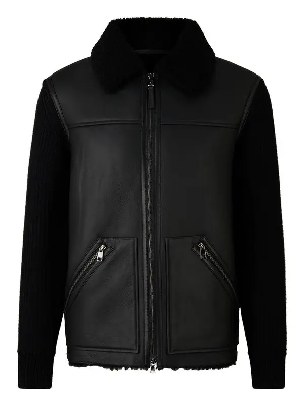 Bogner Moritz Leather Knit Jacket - Black